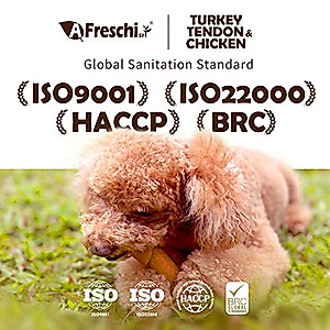 AFreschi Turkey Tendon and Chicken for Dogs, Premium All-Natural Joint Health Supplement containing Calcium, Good for Puppy Chew, Dog Treat, Hypoallergenic, Alternative to Rawhide (Small)