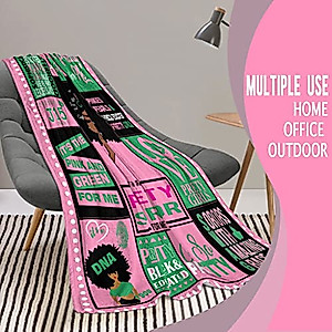 JunTaoic Sorority Gifts for Women Blanket 60''x50'', Birthday Gifts for Women, Gift for Women, Girls, Sisters Gifts from Sister, Bestie Gifts, Daughter Gift from Mom, Pink & Green 1908 Throw Blanket