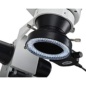 Black 144 LED Bulb Microscope Ring Light Illuminator Adjustable Bright Lamp + Adapter