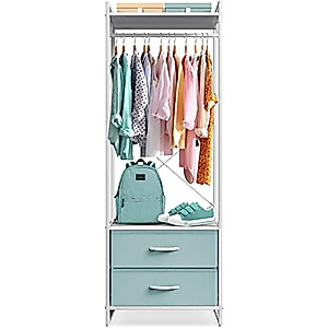 Sorbus Premium Cothing Rack with Drawers - Heavy Duty Wardrobe Closet with Metal Frame & Wooden Top - 70Inch Tall Garment Rack- Lightweight Freestanding Coat Closet - for Hallway, Bedroom