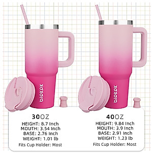 BJPKPK 30oz Stainless Steel Insulated Tumbler With Handle And Lid Straw Travel Coffee Mug Thermal Cup,Cherry Blossom