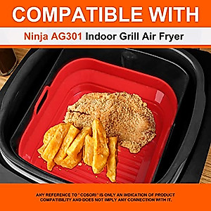 Silicone Air Fryer Liner for Ninja Air Fryer, 2-Pack Reusable Air Fryer Silicone Basket Silicone Pot Round Air fryer Oven Accessories Compatible with Ninja Foodi AG301 Air Fryer Indoor Grill