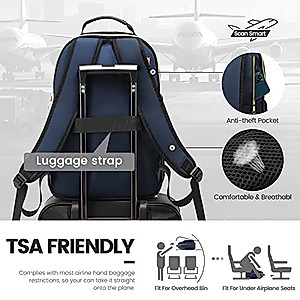 LOVEVOOK Laptop Backpack for Women 17.3 inch,Cute Womens Travel Backpack Purse,Professional Laptop Computer Bag,Waterproof Work Business College Teacher Bags Carry on Backpack with USB Port,Navy Blue