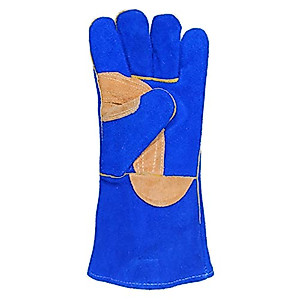 MAGID M1018 WeldPro Shoulder Split Cow Leather Welding Gloves, Standard, Blue (12 Pair)
