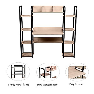 CUhwxCU Computer Desk with Multiple Storage Shelves, Modern Home Office Desk for Study or Work with 10 Shelves