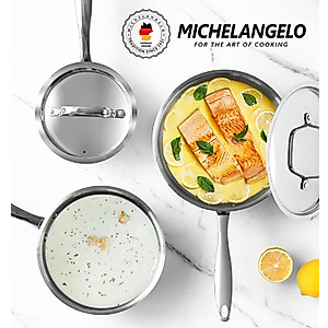 MICHELANGELO Stainless Steel Saucepan Set with Stainless Lids, Tri-Ply Bottom Sauce Pan with Lid, Sauce Pot Set 1QT & 2QT &3QT, Nonstick Saucepan, Dishwasher Safe