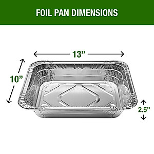 Green Direct Disposable Aluminum Foil Baking Pans with Lids - Half Size (9 x 13 inch) Roasting pan with covers for all kitchen & cooking needs, Pack of 10 pans and 10 lids