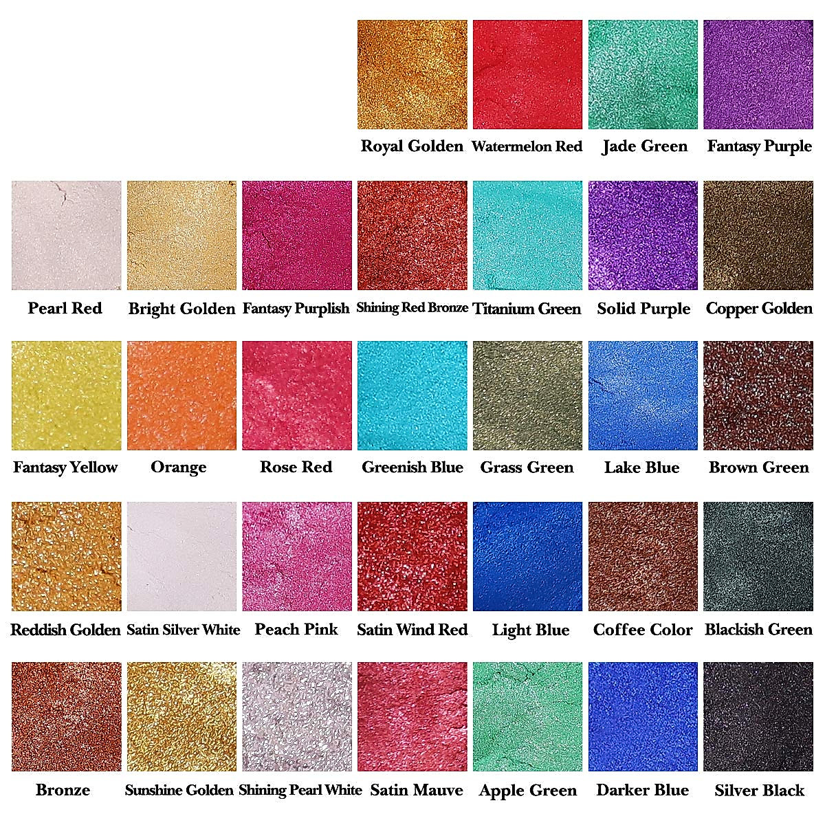 SEISSO 32 Colors Mica Powder, Mica Pigments Shimmery Powder in Jars, Epoxy Resin for Bath Bomb, Lip Gloss, Soap Making Supplies Powder Pigments for Slime, Acrylic Paints Set(5g/0.18oz Each Color)