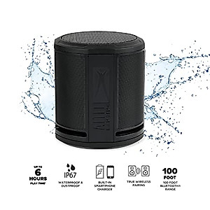 Altec Lansing HydraMicro - Waterproof Bluetooth Speaker, Lightweight & Portable Speaker for Travel & Outdoor Use, Black