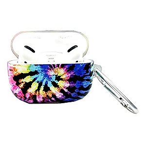 CalorMixs Case for Airpods Pro - Hard Case Compatible for Airpod Pro,Cute Clear Smooth PC Shockproof & Portable with Carabiner for Airpods Pro/Airpods 3 Charging Case (Tie-dye)