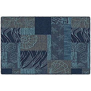 Brumlow MILLS Ocean Collage Sea Shell Print Area Rug for Living Room, Dining Room, Kitchen, Bedroom and Contemporary Home Décor, 30" x 46", Blue