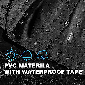 SJC 7150 Round Grill Cover Outdoor Fire Pit Cover, 43"(Tall) x 27" (Dia) Heavy Duty BBQ Cover Waterproof 300D Polyester with PU Coating,Dome Smoker Cover Black…