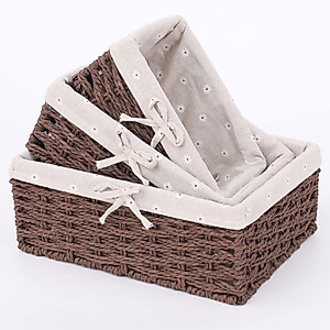 curfair Storage Box Storage Container Convenient Sundries Box Sturdy Construction Good Load Capacity Fabric Multifunction Handmade Clothes Toys Rattan Storage Basket Household Supplies-Khaki-L