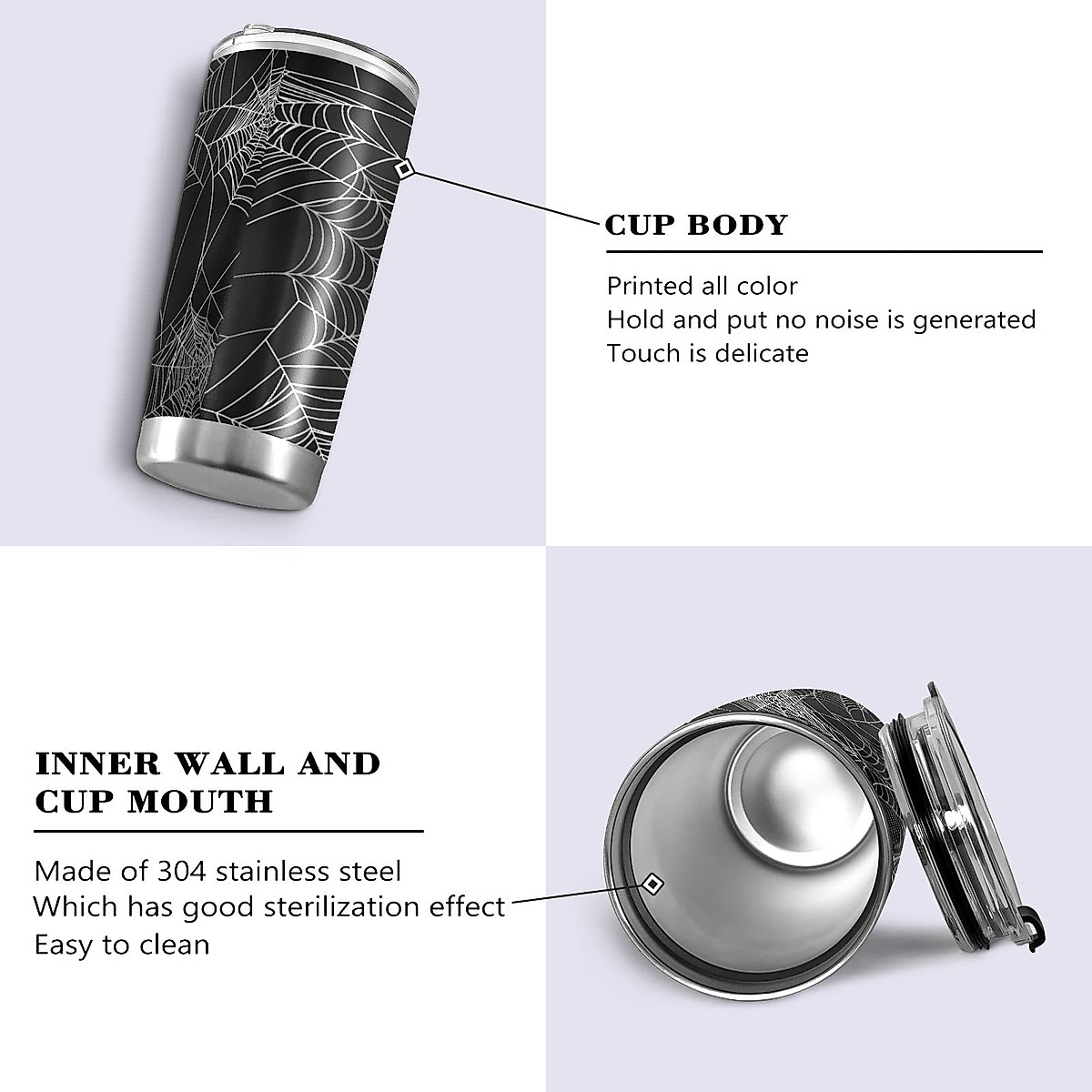 Yasala Halloween Tumbler Spiders Web White Insulated Coffee Cup Back to School Beverage Container Office Travel Mug with Straw and Lid 20oz Holiday Gift Day of The Dead Present