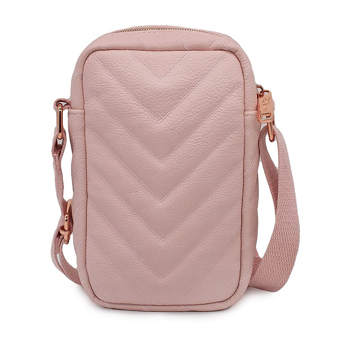 Disney Bag, Cross Body, Signature D Logo, Rose Gold, Chevron Zig Zag Stitch, Pink, Vegan Leather