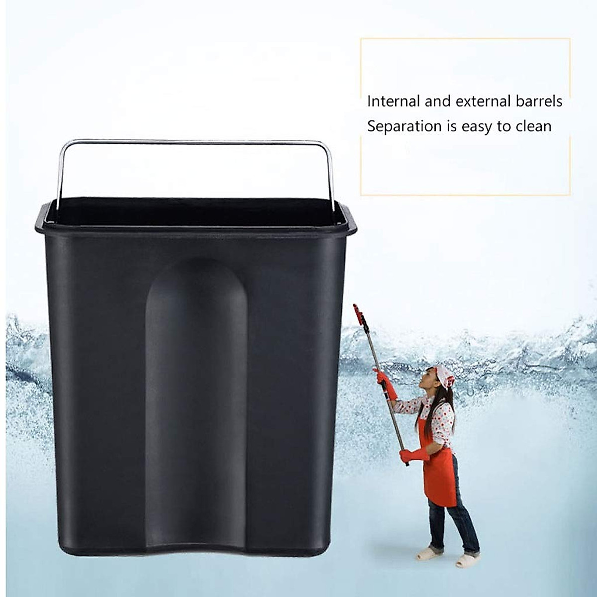 LUAN Trash Can Square Stainless Steel Kitchen Office Living Room Trash can,Foot Pedal Trash bin Removable Liner Plastic Waste bin, 5L/10L Waste Bin (Color : White-2, Size : 5L)