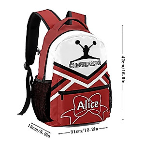 zaaprintblanket Personalized Red Cheerleaders Backpack with Name Shoulder Travel for Men Women Sport