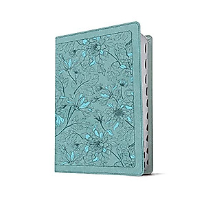 KJV Personal Size Giant Print Bible, Filament Enabled (LeatherLike, Floral Leaf Teal, Indexed, Red Letter)