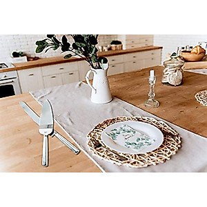 FASHIONCRAFT 2525 Simple Elegance Classic Silver Stainless Steel Cake Knife Set, Wedding Cake Knife and Server Set – One Size (Silver)