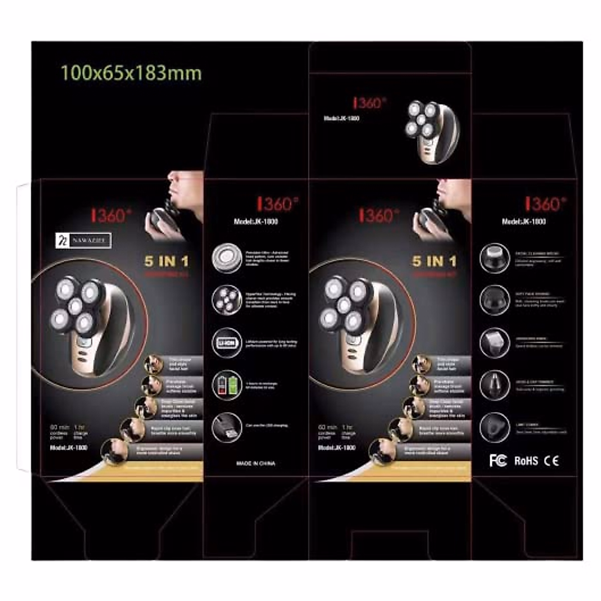 NAWAZJEE Electric Head Hair Pitbull Skull Shaver, Waterproof, Wet and Dry Rotary Razor, Cordless,USB Rechargeable, Men Bald Head Shaver Grooming Kit, Nose Ear Face and Body Trimmer, Multifunctional