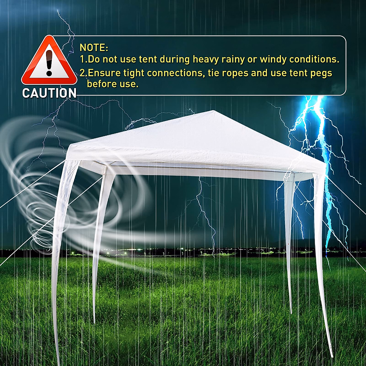 10' x 10' Outdoor Canopy Tent, White Party Tent with Spiral Tube, Wedding Patio Gazebo with Dressed Legs, Small Waterproof Tent for Barbecue, Camping