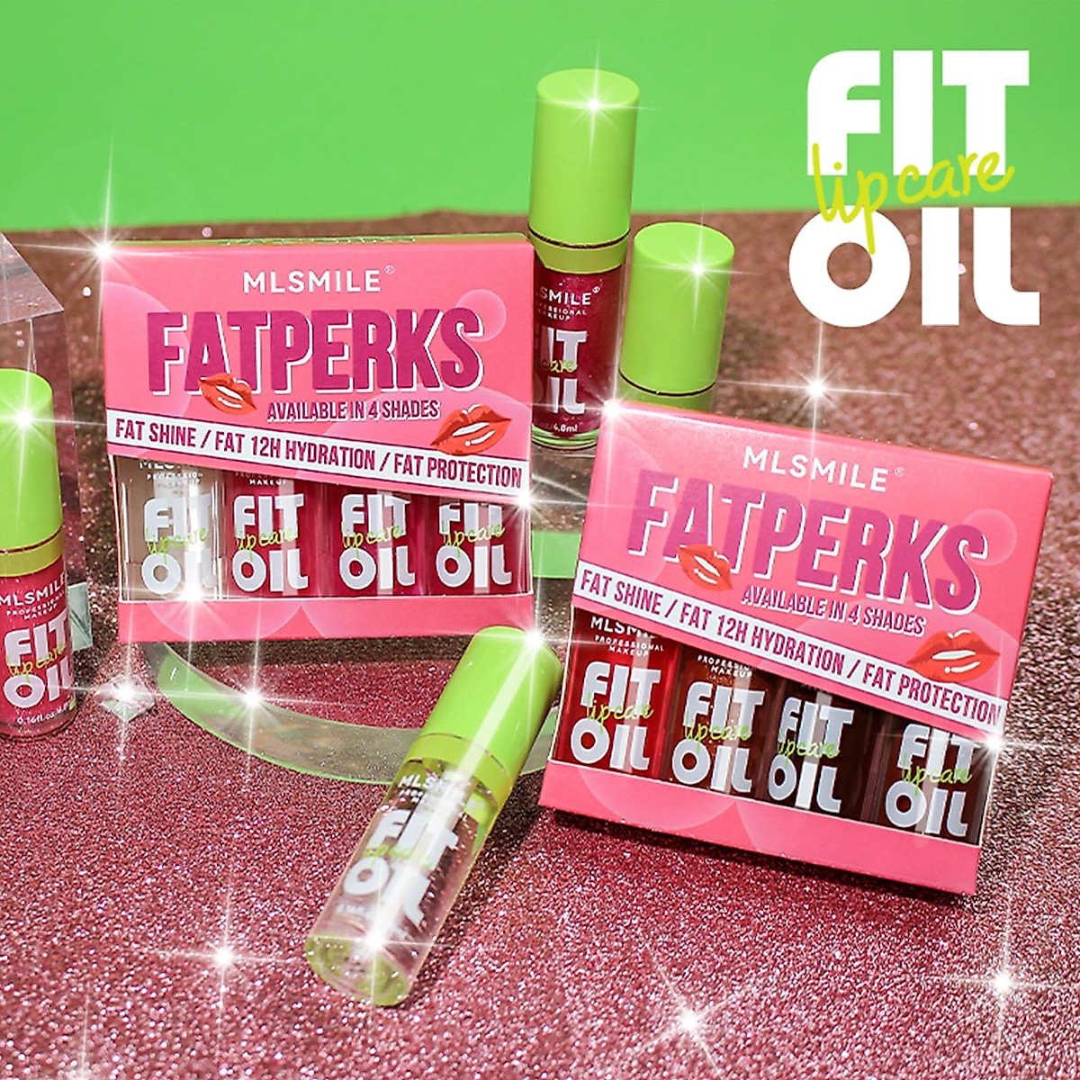 4 Colors Lip Oil Lip Glaze,Fat Lip Oil Big Brush Head Hydrating Lip Glow Oil,Shiny Transparent Lip Gloss Plumping,Long Lasting Nourishing Non-sticky Fresh Clear Smooth Lip Care-A