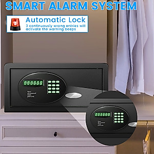 1.25 Cu ft Home Safe Fireproof Waterproof, Hotel Safe Box with Programmable Electronic Keypad & Spare Keys, Steel Security Safe with USB Port, Fireproof Safe for Laptop A4 Documents Jewelry Medicine