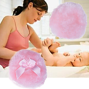 4 Pcs Large Size Ultra Soft Plush Baby Fluffy Powder Puff Comfortable Toddler Body Dusting Powder Puffs Talcum Powders Puff with Cute Bowknot,3.9 Inch (Pink) BY DINGJIN