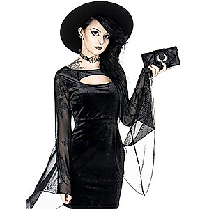 Restyle Moon Night Bat Wings Black Faux Leather Tri-Fold wallet