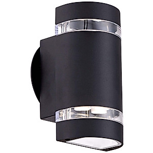 Wynnsboro Modern Outdoor Wall Light Fixture LED Black Aluminum 7 3/4" Tempered Clear Glass Up Down for Exterior House Porch Patio Outside Deck Garage Yard Front Door Garden Home - Possini Euro Design