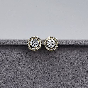 UDYLGOON Round Earrings Necklace Bracelet Jewelry Set For Women Bridal Bridesmaid Party Prom Daily (Gold)