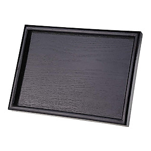 Solid Wood Serving Tray Rectangle Non-Slip Tea Coffee Snack Plate Food Meals Serving Tray with Raised Edges for Home Kitchen Restaurant(11.81x7.87x0.79, Black)