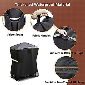 QuliMetal 7113 Grill Cover for Weber Q100 Q120 Q1000 Q1200 Q200 Q220 Q2000 Q2200 Q2400 Series Gas Grills, Heavy Duty BBQ Gas Grill Cover, 600D