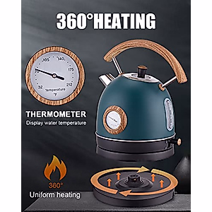 Talafa Electric Tea Kettle with Temperature, 1.7L/1500W Electric Water Kettle with Food Grade Stainless Steel, Hot Water Boiler Teapot for Boiling Water Auto Shut-off and Boil-Dry Protection, Green