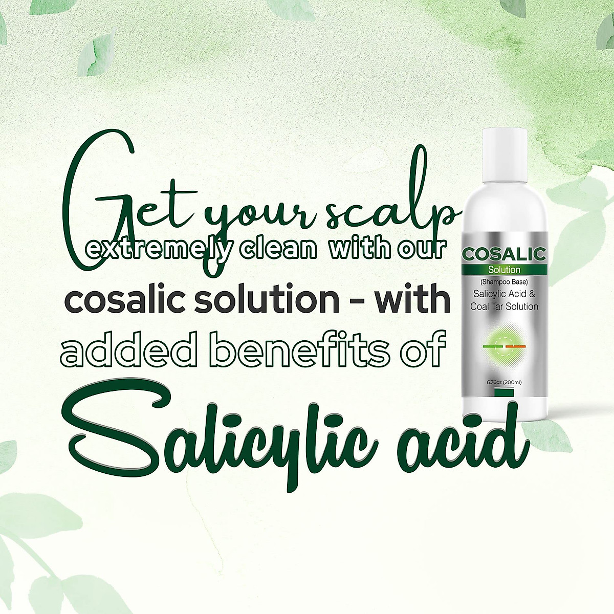 Cosalic Coal Tar and Salicylic Acid Solution/with Salicylic Acid for Dry Scalp Itch Relief Dandruff Free Shampoo/for Psoriasis & Seborrheic Dermatitis - Instant Result - 6.76 Fl Oz (Pack of 1)