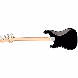 Squier by Fender Mini Precision Short Scale Bass Guitar with 2-Year Warranty, Laurel Fingerboard, Sealed Die-Cast Tuning Machines, and Split Single-Coil Pickup, Maple Neck, Black