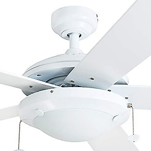 Prominence Home Bolivar, 52 Inch Modern LED Ceiling Fan with Light, Pull Chain, Dual Mounting Options, Dual Finish Blades, Reversible Motor - 80101-01 (White)