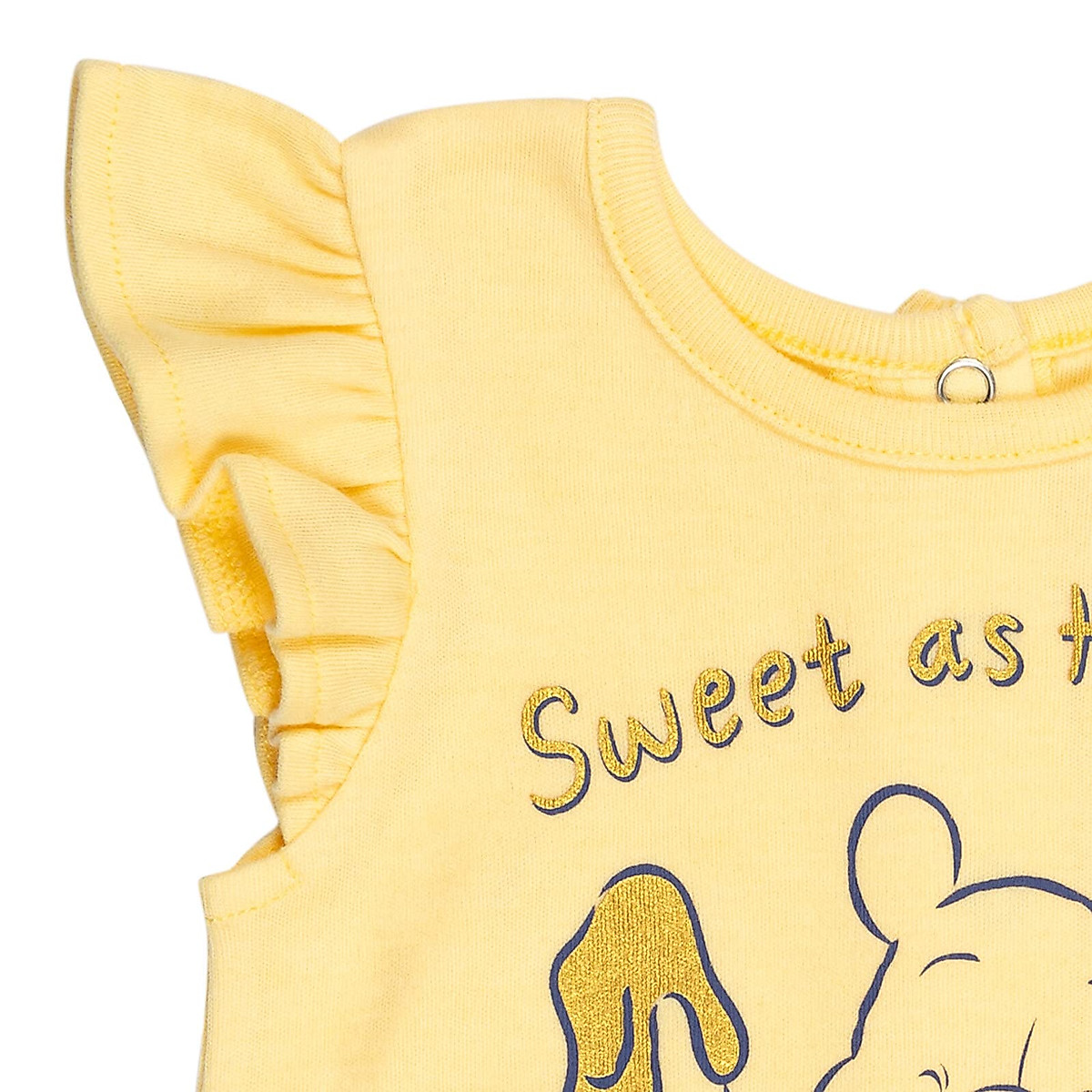 Disney Winnie the Pooh Newborn Baby Girls Snap Romper and Bucket Sun Hat Yellow 3-6 Months