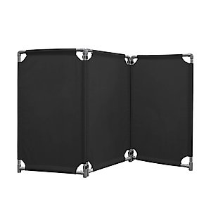 3 Panels Safety Barricade 5.8FT Foldable Security Sign Barrier Gate with Heavy Duty PVC Frame High Visibility Caution Symbol Crowd Control Restricted Area Pedestrian Barricade Traffic Fence Black