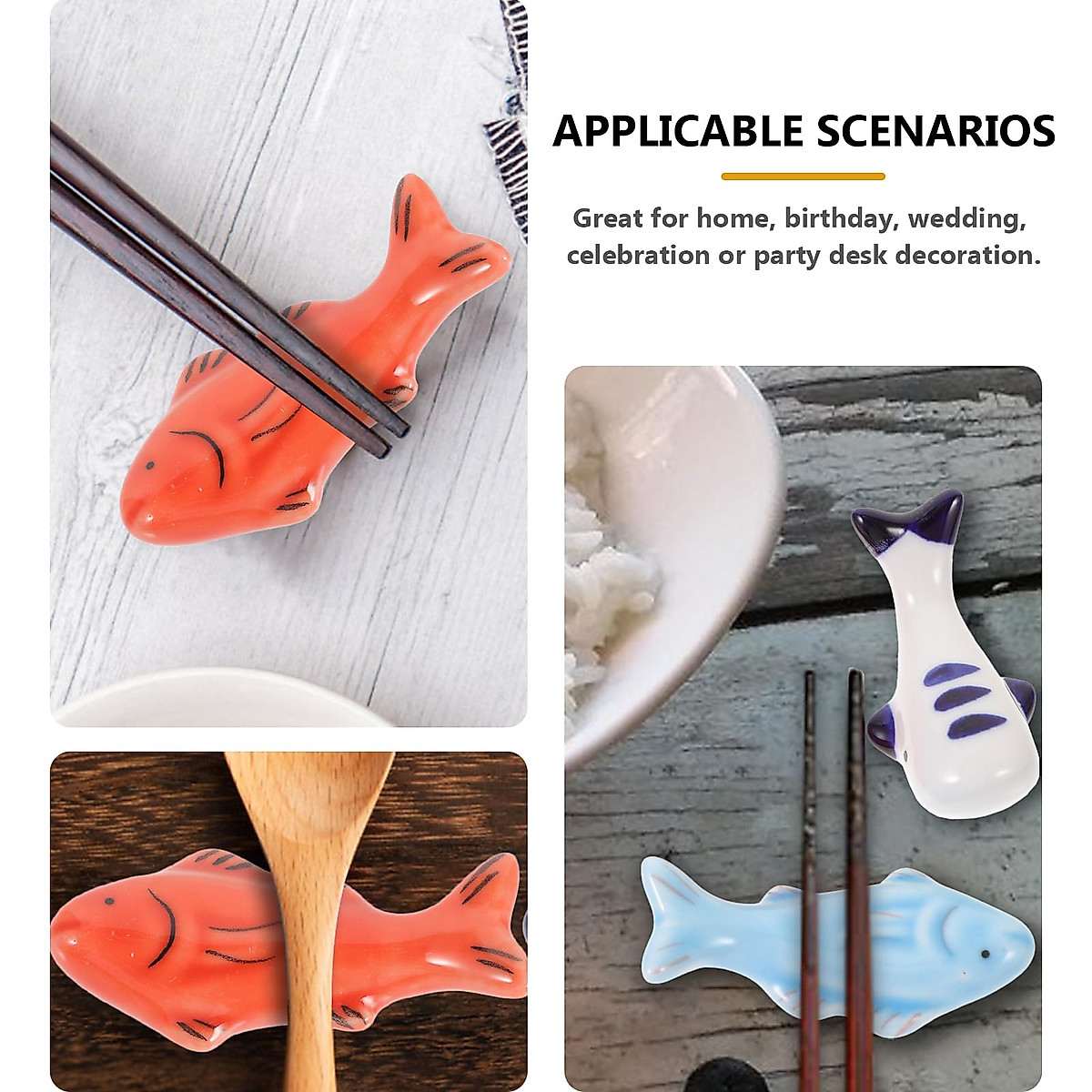 6 Pcs Fish Chopstick Rest Ceramic Japanese Chopsticks Holder Rack Dinner Spoon Fork Knife Holder Dinnerware Stand Decoration (Random Style)