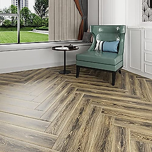 Stickyart 18-Piece Oak Wood Vinyl Flooring Peel and Stick Waterproof Flooring for Bathroom Kitchen 6"x36" Self Adhesive Wood Vinyl Floor Tiles for Living Room Laundry Removable Light Brown