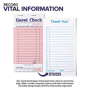Stock Your Home Pink Guest Check Books for Servers (10 Pack) Server Note Pads, Waiter Checkbook, Food Receipt Book, Restaurant Order Pad, Paper Checks, Waitress Accessories, 500 Total Tickets