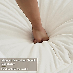 KIVENJAJA Chenille Upholstered Ottoman Footrest for Loveseat Sofa, Modular Sectional Couch, Beige