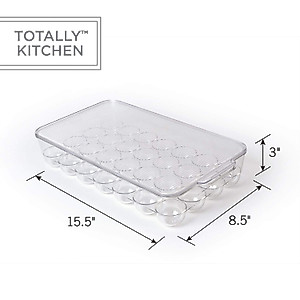 Totally Kitchen Egg Holder for Refrigerator, Fridge Organizers and Storage Clear, BPA-Free Plastic Storage Containers with Lid & Handles, 28 Eggs Tray Bins