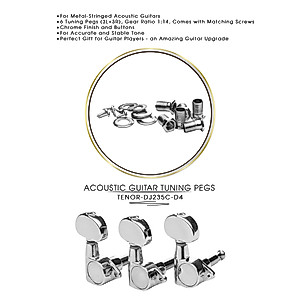 DJ235C-D4 TENOR Acoustic Guitar Tuners, Tuning Key Pegs/Machine Heads for Acoustic Guitar with Chrome Plated Finish and Chrome Plated Buttons.