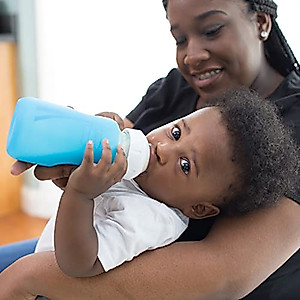 Dr. Brown’s Natural Flow® Options+™ Glass Baby Bottle Sleeves, 100% Silicone, 9 oz, Wide-Neck, Blue (Pack of 2)