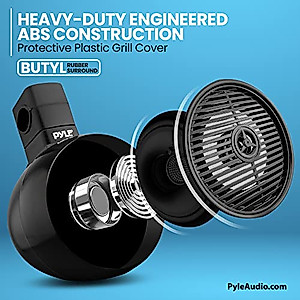 Pyle 6.5” 2-Way Marine Wakeboard Tower Speakers w/LED Lights, Full Range Waterproof Outdoor Speakers for Off-Road ATV, UTV, Jeep or Boat (Black)