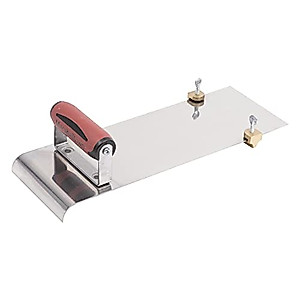 MARSHALLTOWN Stainless Steel Hand Edger with Adjustable Groover, Concrete, Curved, 14 Inch by 5 Inch, 1/2 Inch Edger Radius, 1/2 Inch Bit Depth, DuraSoft Handle, Made in the USA, 3489D