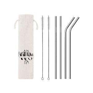 Set of 4 Reusable Metal Straws (gold)