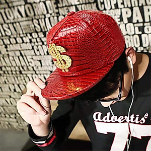 Hip Hop Hat,Flat-Brimmed Hat,Rock Cap,Adjustable Snapback Hat for Men and Women (red)